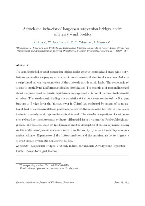 Pdf Aeroelastic Behavior Of Long Span Suspension Bridges Under