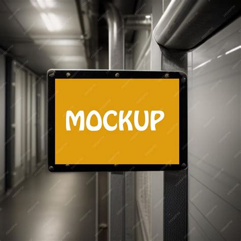 Yellow Sign Board Mockup Premium Ai Generated Psd