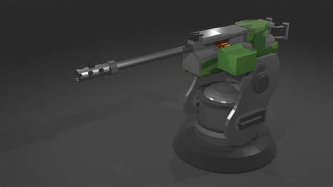 3D Model Machine Gun Turret VR AR Low Poly CGTrader