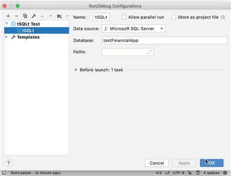 Run TSQLt Tests DataGrip