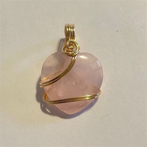 Rose Quartz Heart Pendant 14kgf Etsy