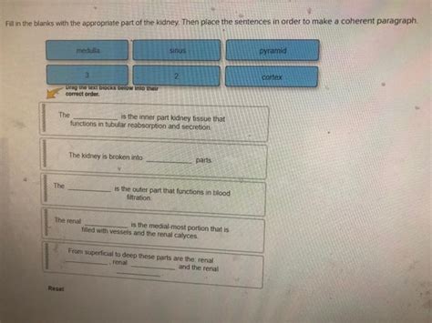 Solved Fill In The Blanks With The Appropriate Part Of The