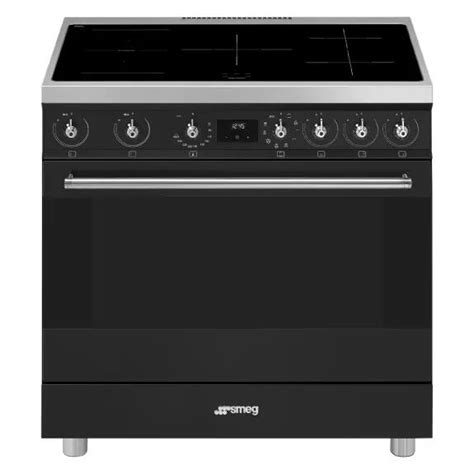 Smeg 90cm Freestanding Cooker Induction Hob Black Stainless Steel