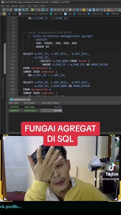 fungai agregat fungsi agregat di sql youtube