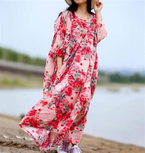 Cotton Maxi Dress Women Summer Dresses Long Pink Dresses Long Floral