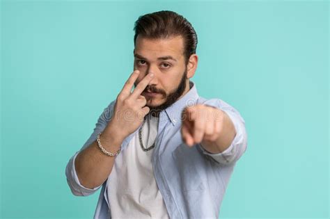 Lebanese Man Pointing At Eyes And Camera Show I Am Watching You Gesture