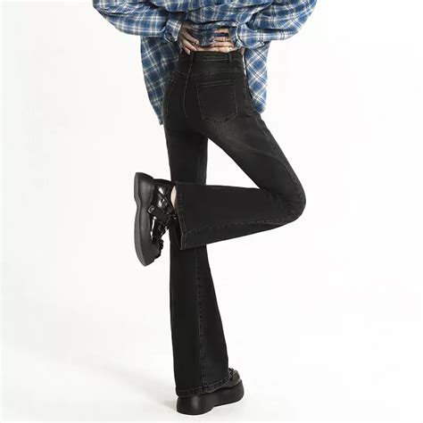 여성용 레트로 벨바텀 하이 웨이스트 플레어 청바지 스키니 스트레치 한국 데님 바지 한국 디자인 용수철 가을 스트리트웨어 청바지