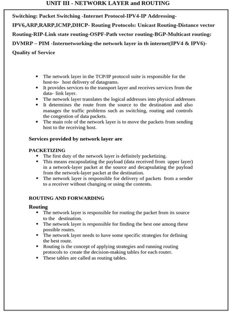 Unit 3 Network Layer And Routing Pdf Internet Protocols Network