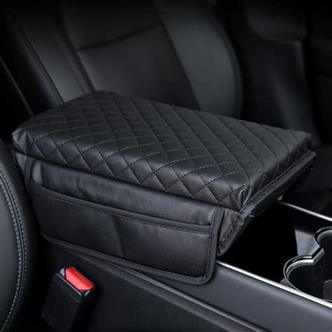Carbon Fiber Leather Car Armrest Cushion Memory Foam Center Console