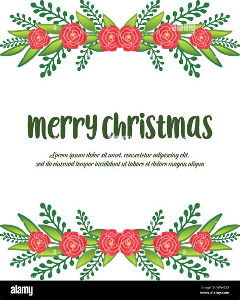 Design Concept Green Leafy Floral Frame For Vintage Card Of Merry