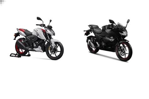 Tvs Apache Rtr 160 Vs Suzuki Gixxer Sf Two Sports Bikes With 5 Speed