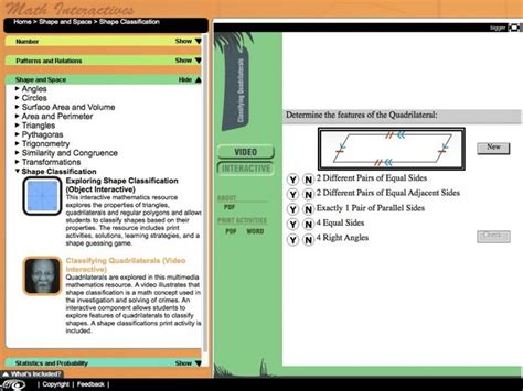 Classifying Quadrilaterals Interactive Math Activity