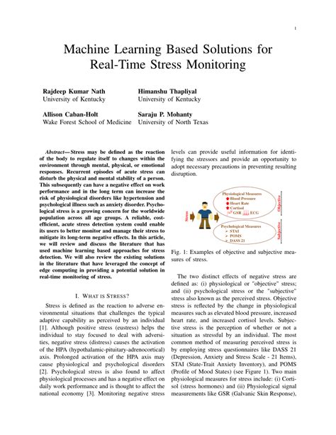 Pdf Machine Learning Based Solutions For Real Time Stress Monitoring