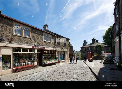 Main Street In The Village Centre Haworth West Yorkshire England Uk