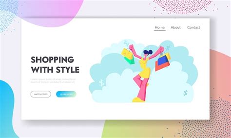 Chica Adicta A Las Compras Con Compras En Bolsas Vector Premium