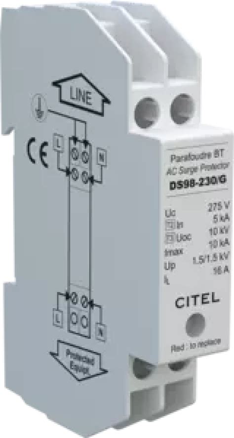 CITEL DS98S-230 УЗИП Компактный 1-фазный, Тип 2 или 3, UN230/UC275 Vac ...