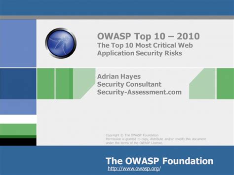 PDF OWASP Top 10 2010 2011 12 12 OWASP 2010 Introduction OWASP Top 10 Project The OWASP