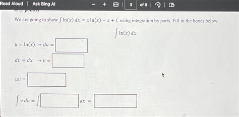 solved we are going to show ∫﻿﻿ln x dx xln x x c ﻿using