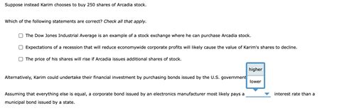 Solved Suppose Instead Karim Chooses To Buy 250 Shares Of