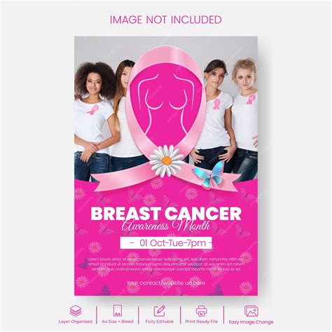 Premium Vector Modern Breast Cancer Awareness Print Flyer Or Poster