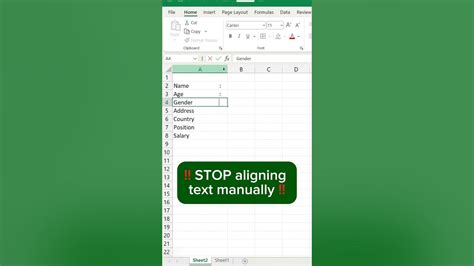 Easily Align Text In Excel Shorts Subscribe Exceltips