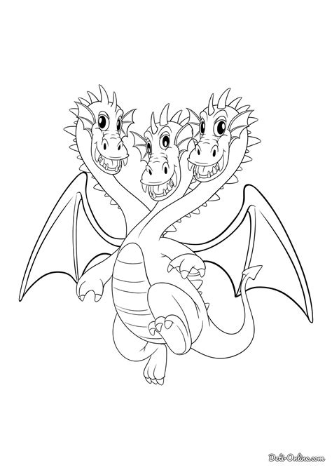 Раскраска Дракон с тремя головами распечатать или скачать