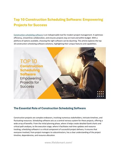Ppt Top 10 Construction Scheduling Softwareempowering Projects For Success Powerpoint