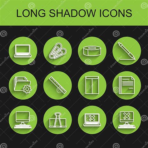 Set Line Computer Monitor With Keyboard Binder Clip Laptop And Cross Mark Screen X Ruler