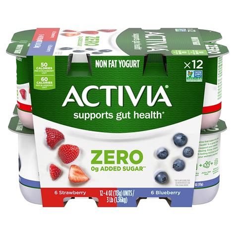 Activia Nonfat Probiotic Strawberry And Blueberry Variety Pack Yogurt 4 Oz Cups Shop Yogurt At