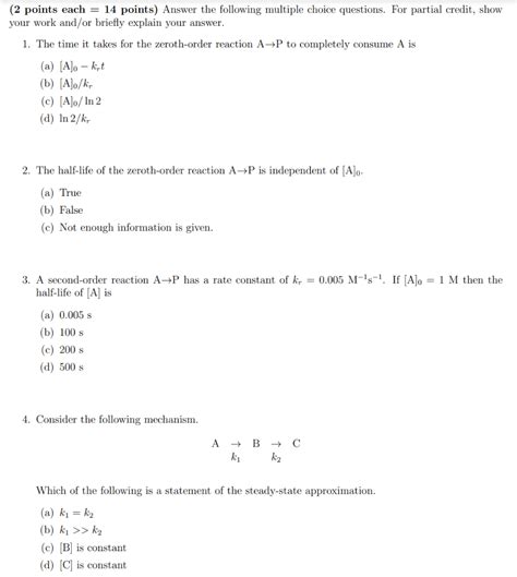 solved 2 points each 14 points answer the following