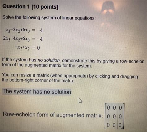 Solved Question 1 10 Points Solve The Following System Of