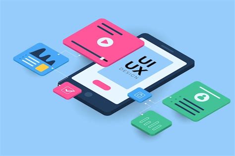 아이소메트릭 Uiux 배경 무료 벡터