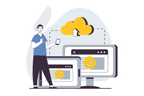 Konsep Saas Dengan Adegan Orang Dalam Desain Datar Untuk Web Manusia