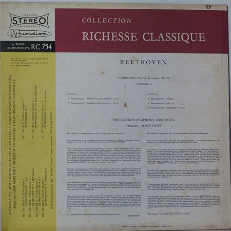 Beethoven Symphonie N° 6 Pastorale De Josef Krips The London