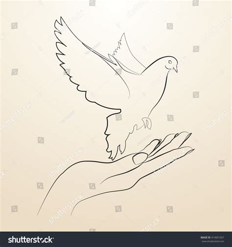 Pigeon Peace Flying Open Hands Sketch Vector De Stock Libre De