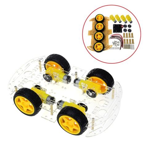 4wd 4 Wheel Robotic Smart Car Chassis Kit Arduino Obstacle Avoiding Robot Car Daraz Lk