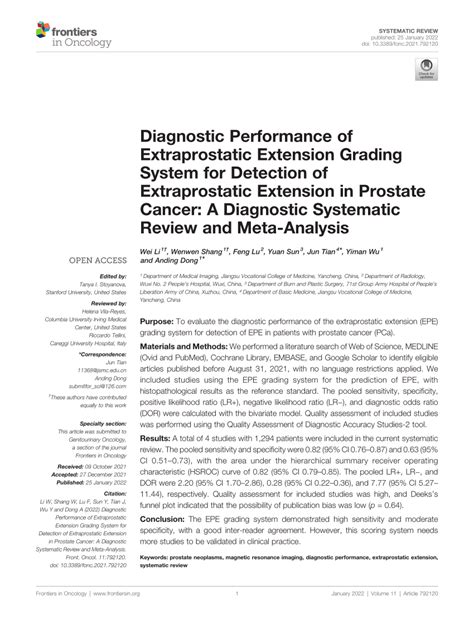 Pdf Diagnostic Performance Of Extraprostatic Extension Grading System