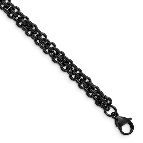 Stainless Steel Polished Black IP Plated 9in Bracelet Unclaimed Diamonds