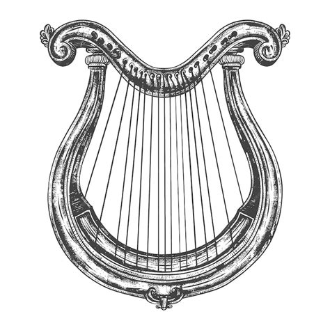 Premium Vector Ancient Lyre With Old Engraving Style