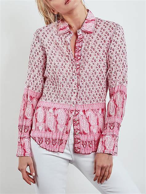 Cino Cino Pink Printed Crinkle Cotton Shirt Size 8 To 18 Xxs To Xl