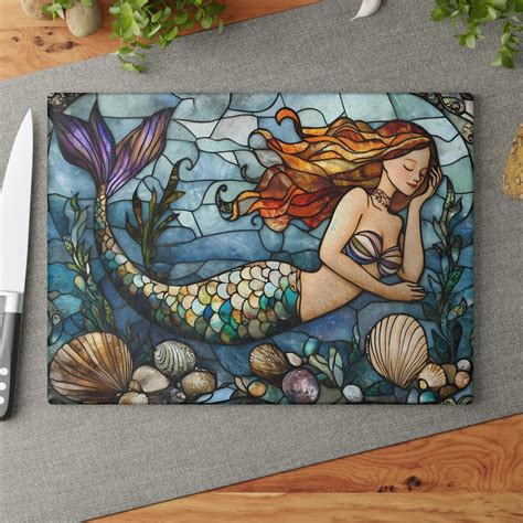 Mermaid Glass Art Etsy