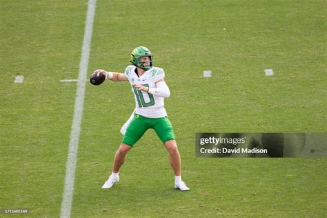 Quarterback Bo Nix Of The Oregon Ducks Throws A Pass During A Pac 12