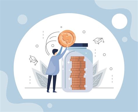 Premium Vector Persons Saving Money In Jar