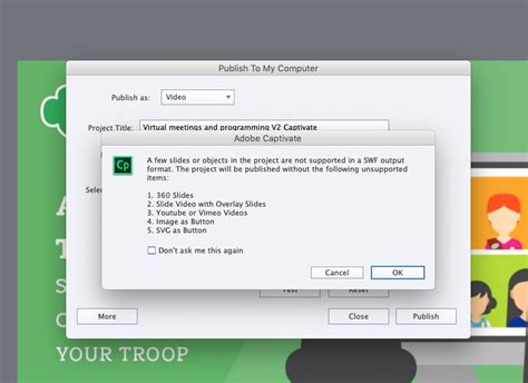 re objects not supported in swf output format on adobe community