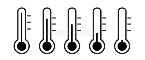 Thermometer Hot Cold Temperature Vector Icon Set 10 Eps Stock