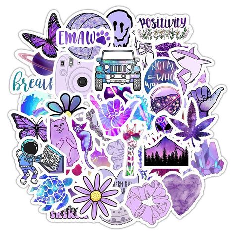 Purple Vsco Stickers Set Of 5 Stickers Random Selection Aesthetic