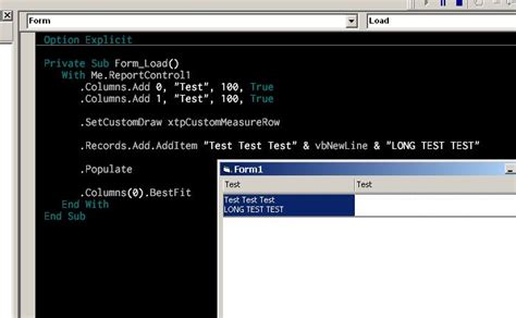 Partially Solved Bug Bestfit And Vbnewline Codejock Developer