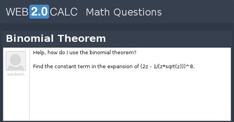 view question binomial theorem