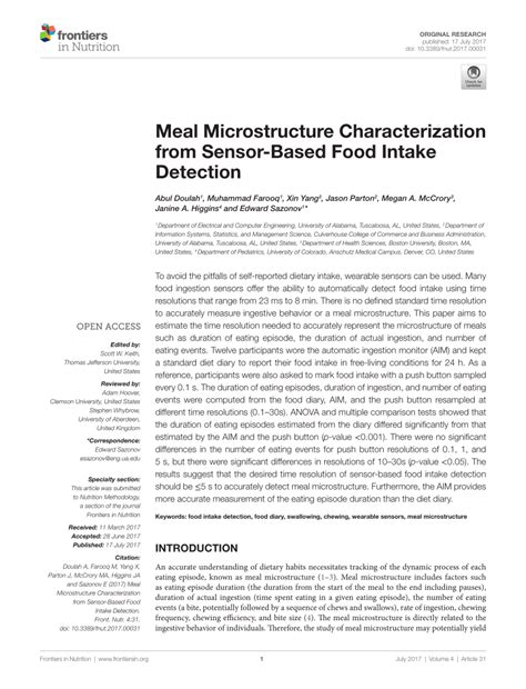Pdf Meal Microstructure Characterization From Sensor Based Food