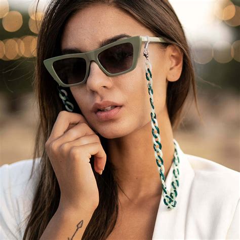 Glasses Chain Jade Green And Teal Chunky Acrylic Chain By Kodes